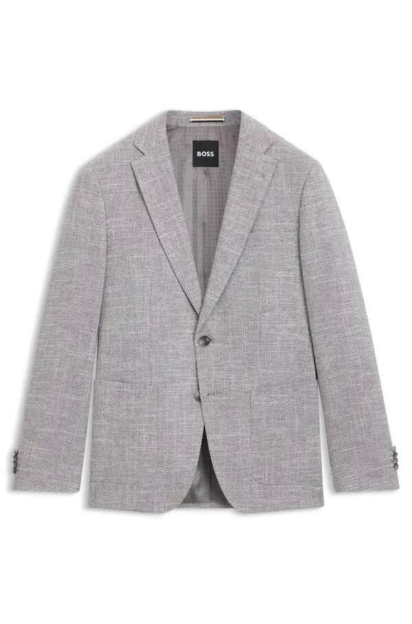 BOSS Patterned Regular-fit Jacket In A Cotton Blend - Silver