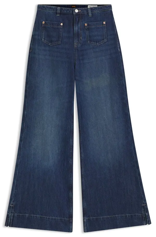 BOSS Flared-fit Jeans In Blue Denim - Dark Blue