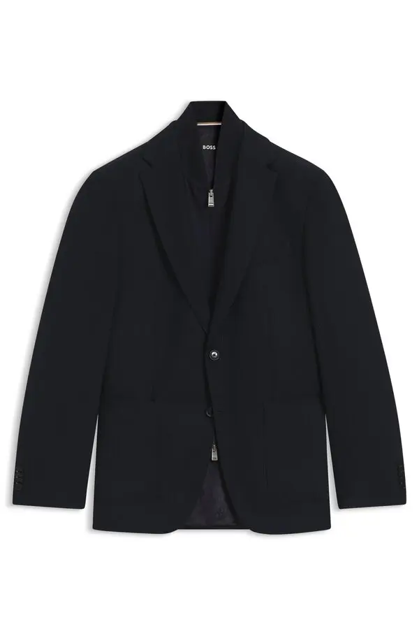 BOSS Slim-fit Jacket With Integrated Vest - Dark Blue