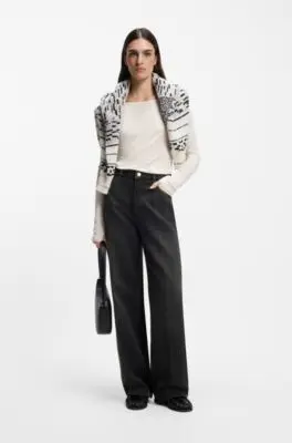 BOSS Boyfriend-fit Jeans In Rigid Denim - Black