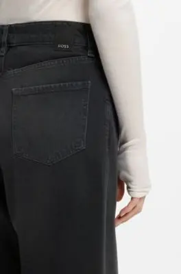 BOSS Boyfriend-fit Jeans In Rigid Denim - Black