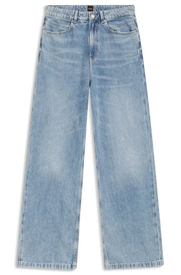 BOSS Light- Wide-leg Jeans In Rigid Denim - Blue