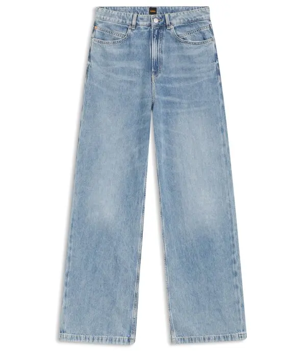 BOSS Wide-leg Rigid Denim Jeans