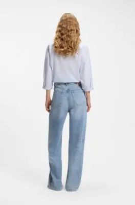 BOSS Wide-leg Rigid Denim Jeans