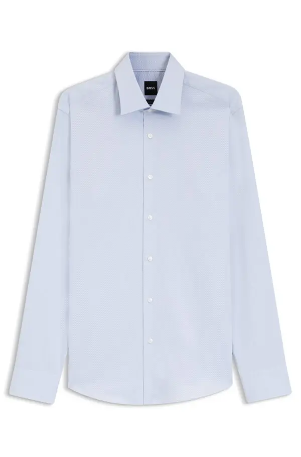 BOSS Easy-iron Regular-fit Shirt In Stretch-cotton Dobby - Light Blue