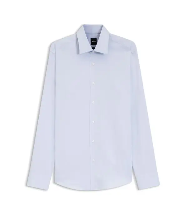 BOSS Easy-iron Regular-fit Shirt In Stretch-cotton Dobby - Light Blue