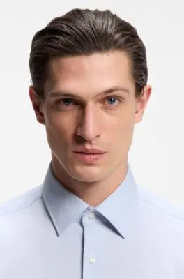 BOSS Easy-iron Regular-fit Shirt In Stretch-cotton Dobby - Light Blue