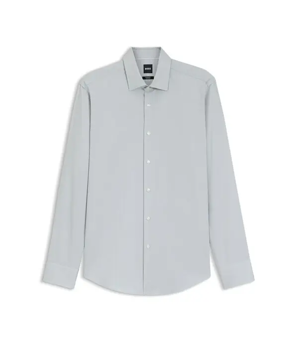 BOSS Easy-iron Regular-fit Shirt In Stretch-cotton Dobby - Light Green