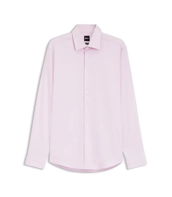 BOSS Easy-iron Regular-fit Shirt In Stretch-cotton Dobby - Pink