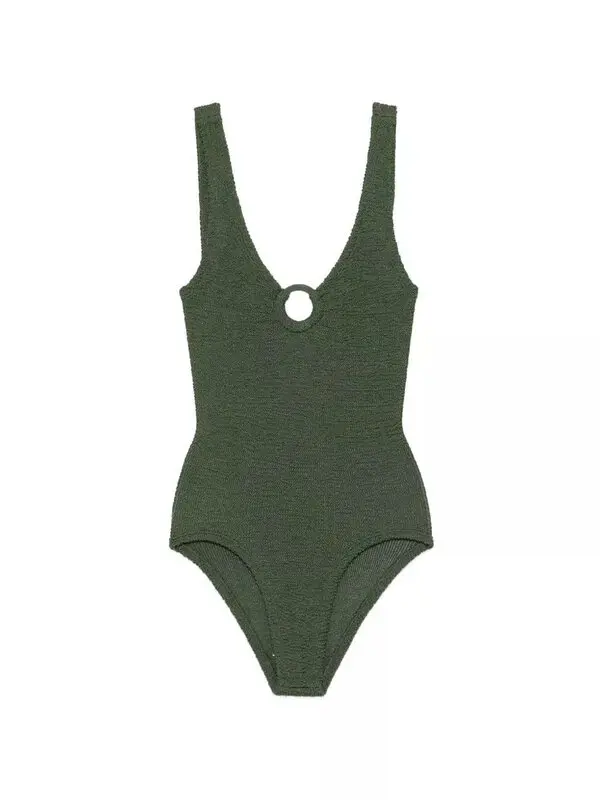 Hunza G Celine Ring-detail Crinkle Swimsuit - Green