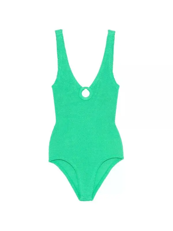 Hunza G Crinkle Ring Detail Swimsuit - Green