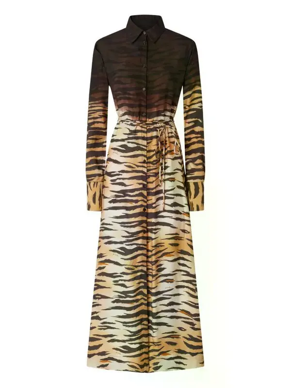Pinko Tie-waist Tiger-print Dress - Brown