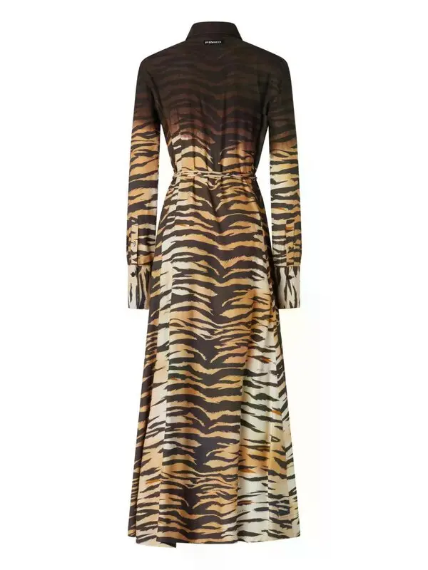 Pinko Long Sleeve Tiger Print Shirt Dress