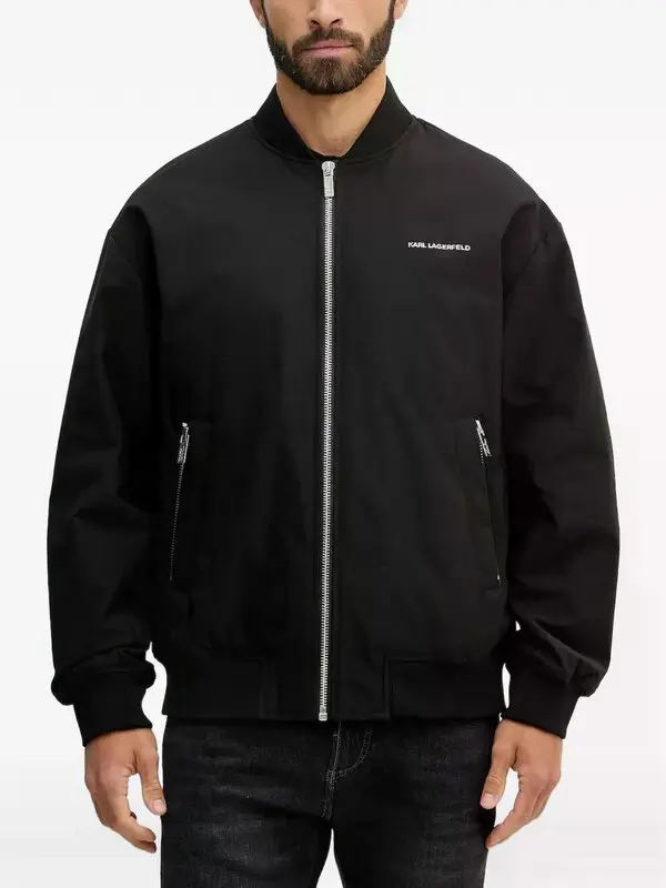 Karl Lagerfeld Zip Bomber Jacket - Black
