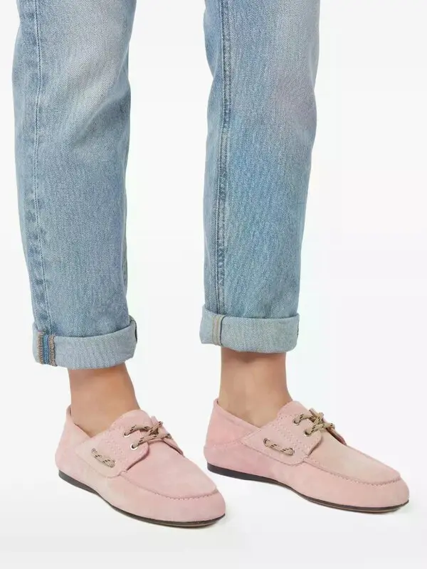 Sandro Lace-up Leather Loafers - Pink