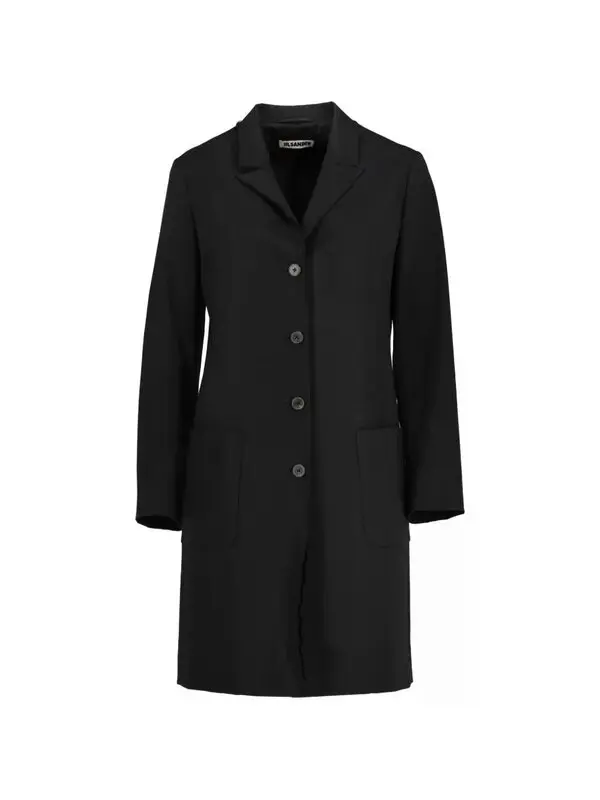 JIL SANDER Mid-length Frayed Coat - Black