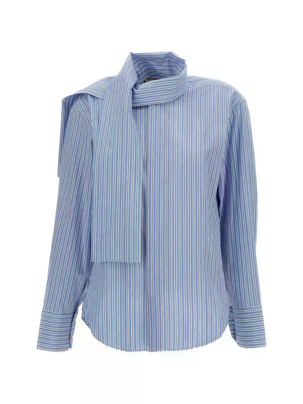 Plan C Striped Scarf Shirt - Blue