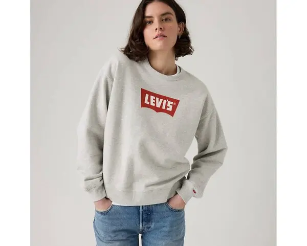 LEVI'S Graphic Iconic Heritage Crewneck Sweatshirt - Heather Gray
