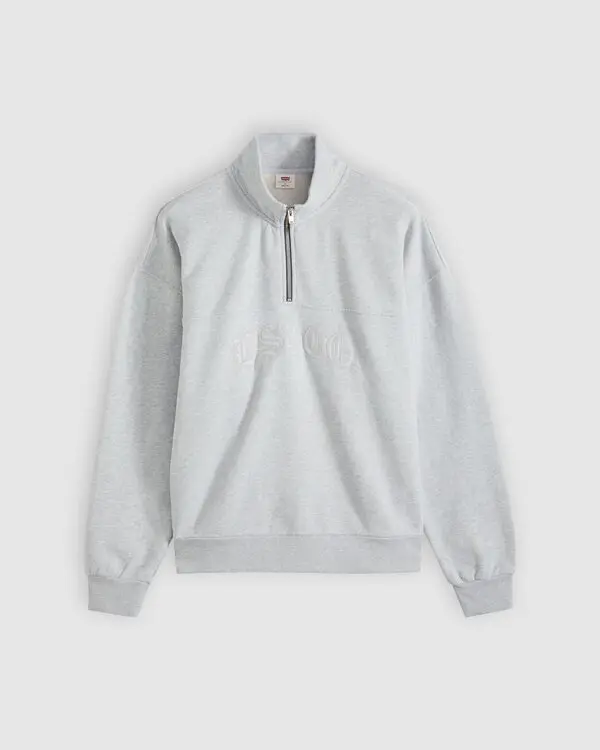 LEVI'S Boxy Quarter Zip Sweatshirt - Light Heather Grey