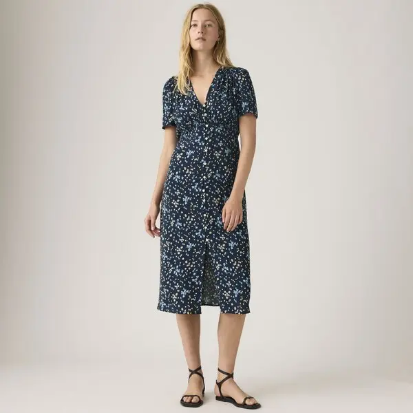LEVI'S Paola Short-sleeve Midi Dress - Mavis Floral Blue