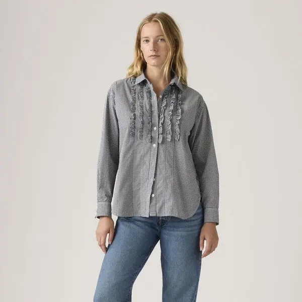 LEVI'S Harlie Novelty Ruffle Boyfriend Shirt - Ceicil Micro Check