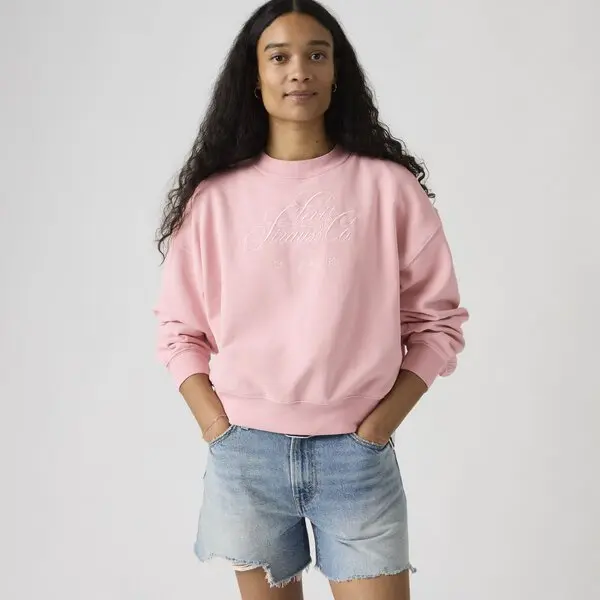 LEVI'S Graphic Logo Vintage Boxy Sweatshirt - Garment Dye Crew Fancy Script