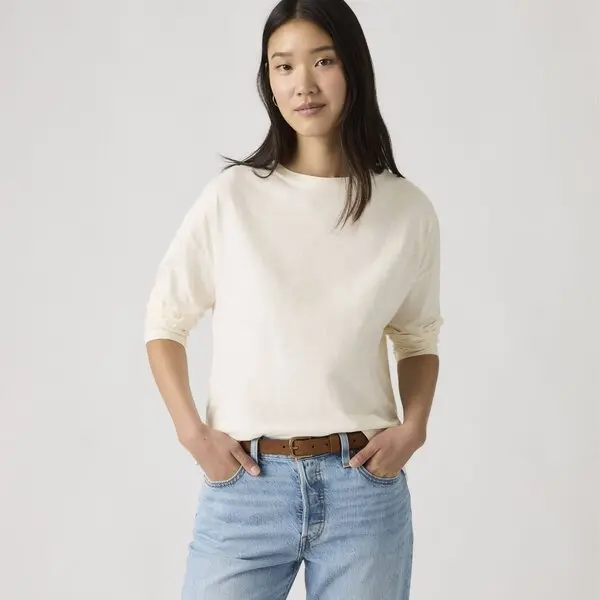 LEVI'S Julie Slub Long-sleeve Tee T-shirt - Egret