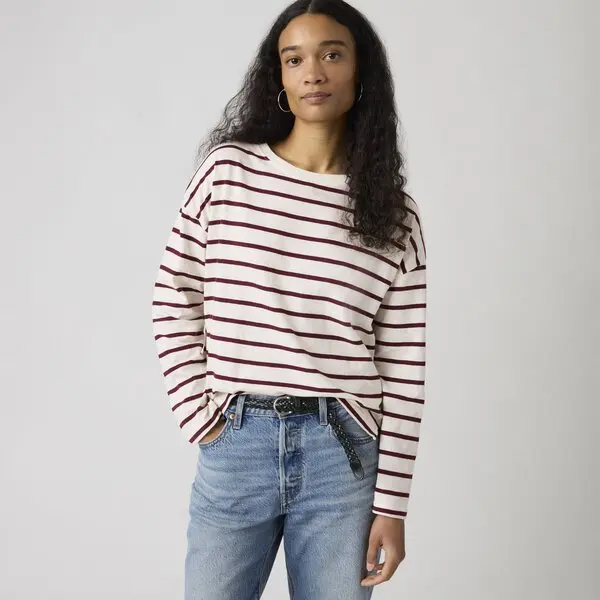 LEVI'S Julie Slub Long-sleeve Tee T-shirt - Saint Stripe Egret