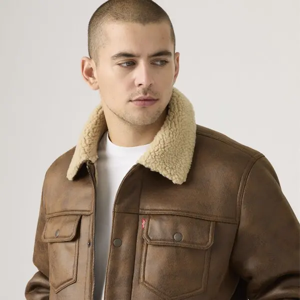 LEVI'S Two Chest Pocket Faux Shearling Jacket
