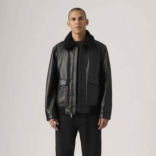 LEVI'S Aviator Jacket With Removable Sherpa Collar - Black