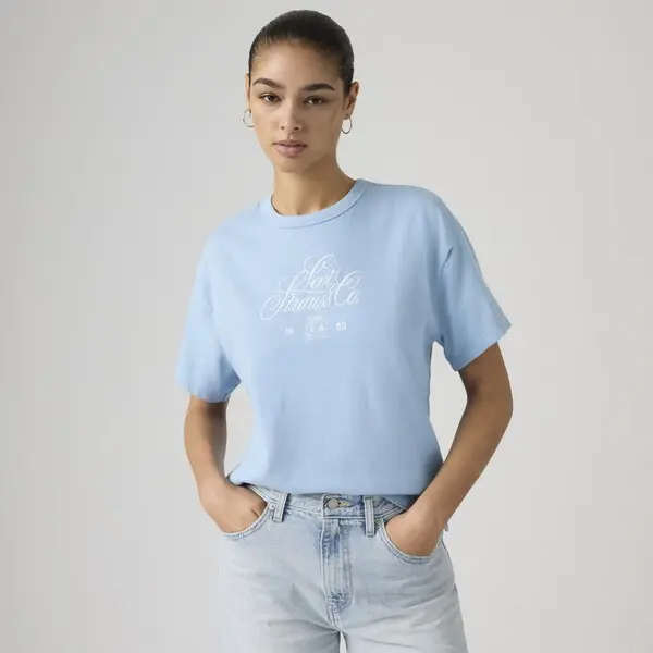 LEVI'S Graphic Vintage Short Sleeve Tee T-shirt - Fancy Script Glacier
