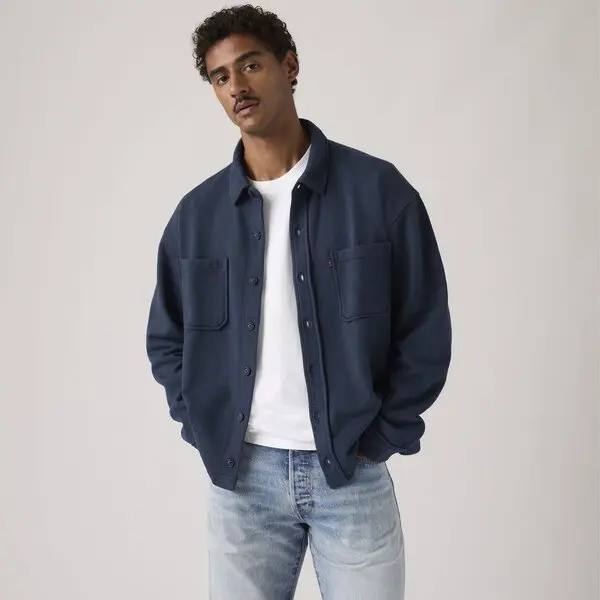 LEVI'S Boxy Knit Worker Garment Dye Sweatshirt - Garment Dye Navy Blazer