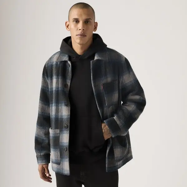 LEVI'S Wool Blend Chore Jacket - Blue/grey Plaid