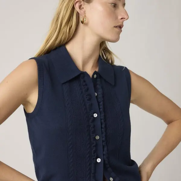 LEVI'S Supersoft Mini Ruffle Vest Top Sweater