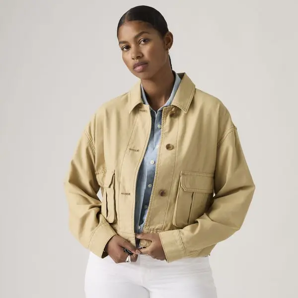 LEVI'S Marlowe Cropped Utility Heritage Jacket - Travertine Garment