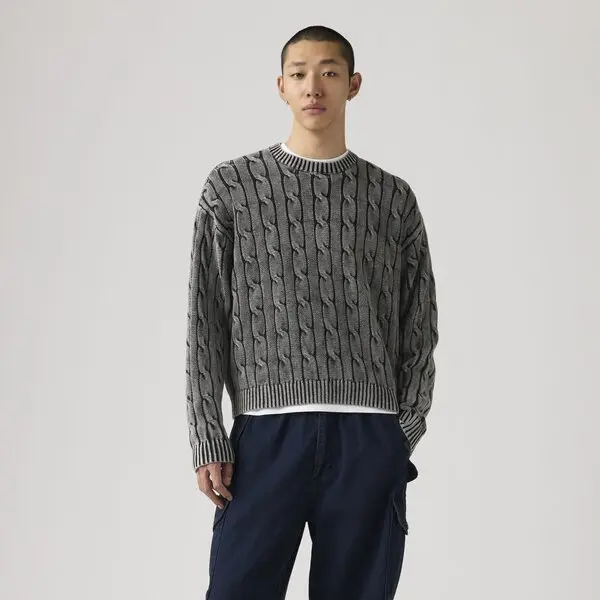 LEVI'S Carmel Cable Crew Sweater - Phantom