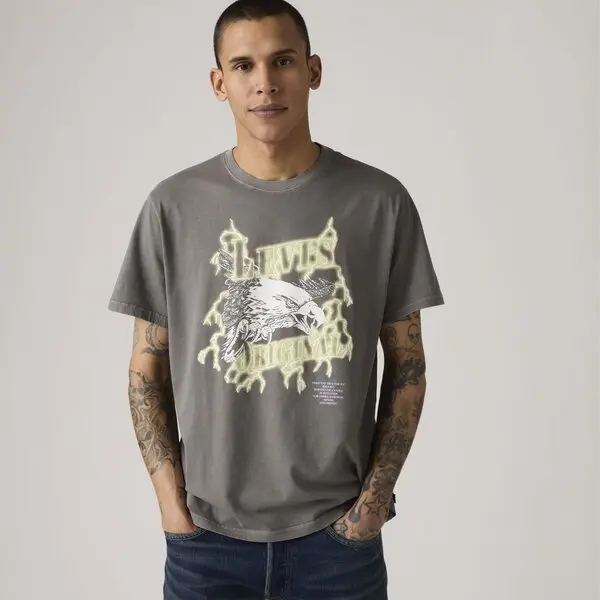 LEVI'S Relaxed Fit Short-sleeve Graphic T-shirt - Lightning Eagle Smoked Pearl