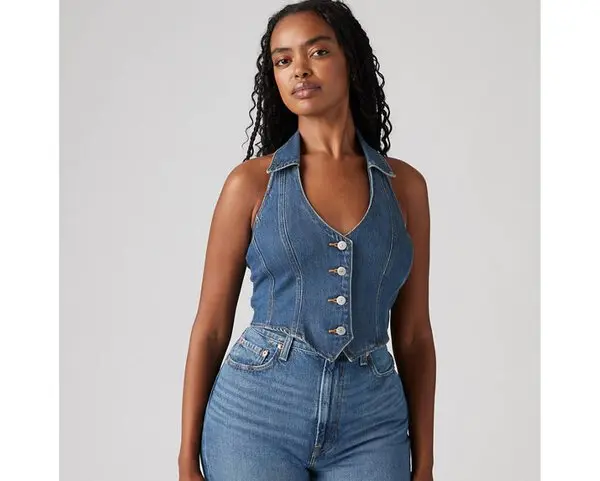 LEVI'S Bria Denim Halter Top - Cornerback