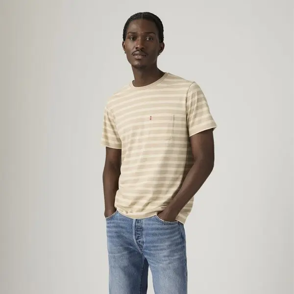LEVI'S Classic Pocket T-shirt - Orion Stripe White Pepper