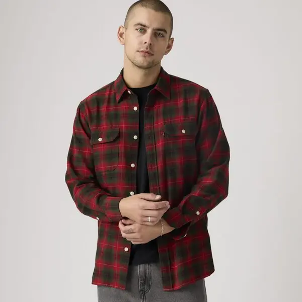 LEVI'S Jackson Worker Overshirt - Calvin Plaid Rhythmic Red