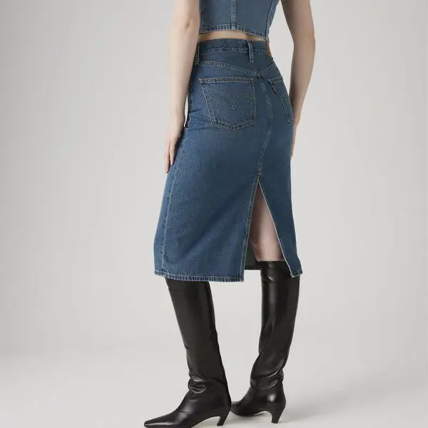 LEVI'S High-rise Back Slit Denim Skirt