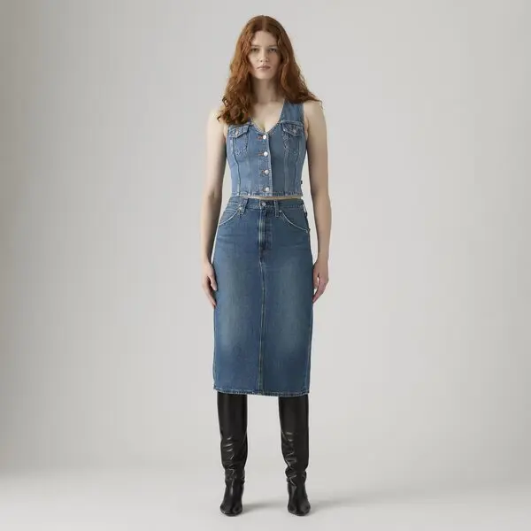 LEVI'S High-rise Back Slit Denim Skirt
