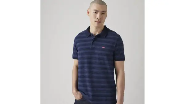 LEVI'S True Indigo Housemark Polo Shirt - Rayn Stripe Dark Indigo