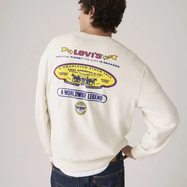 LEVI'S Relaxed Graphic Crewneck Sweatshirt - Worldwide Legend Utility Egret