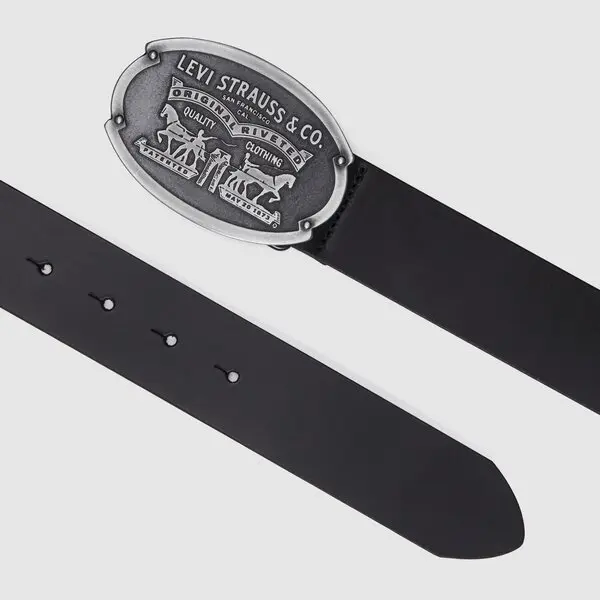 LEVI'S Billy Plaque Leather Belt - Black
