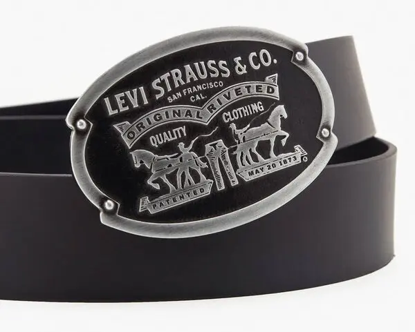 LEVI'S Billy Plaque Leather Belt - Black