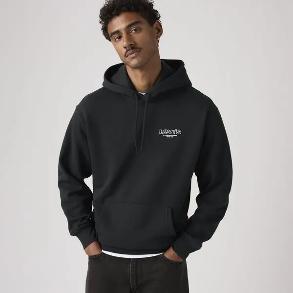 LEVI'S Relaxed Graphic Hoodie Sweatshirt - Worlds Finest Denim Jet Black