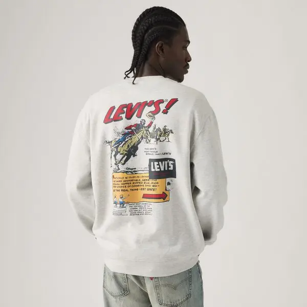 LEVI'S Relaxed Graphic Crewneck Sweatshirt - Levis Chaps Light Grey