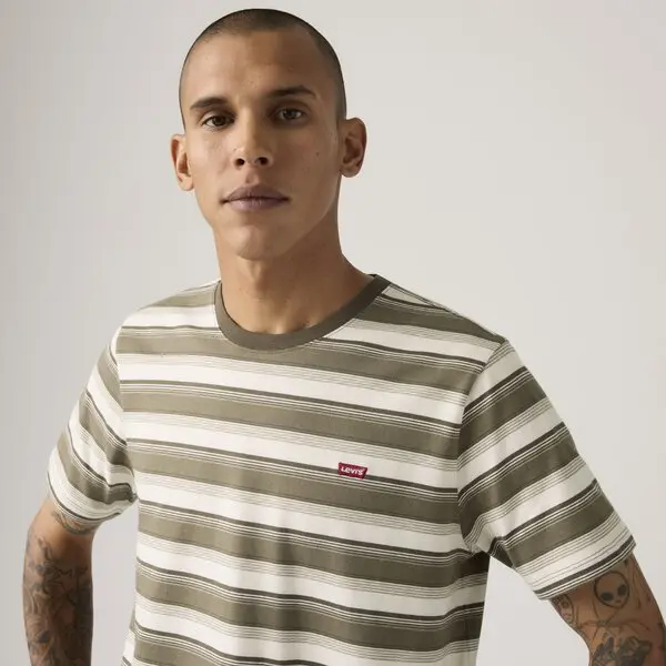 LEVI'S Original Housemark T-shirt - Jen Stripe Maitake Brown