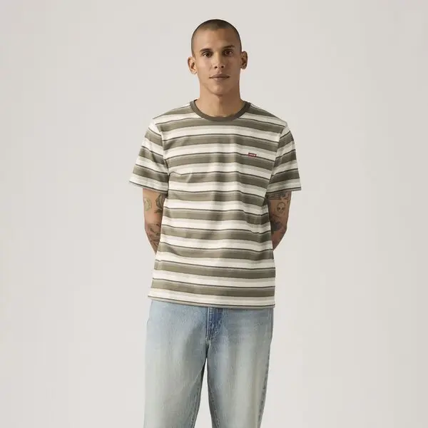 LEVI'S Original Housemark T-shirt - Jen Stripe Maitake Brown